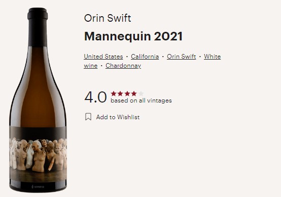 » Orin Swift 2021 Mannequin Chardonnay