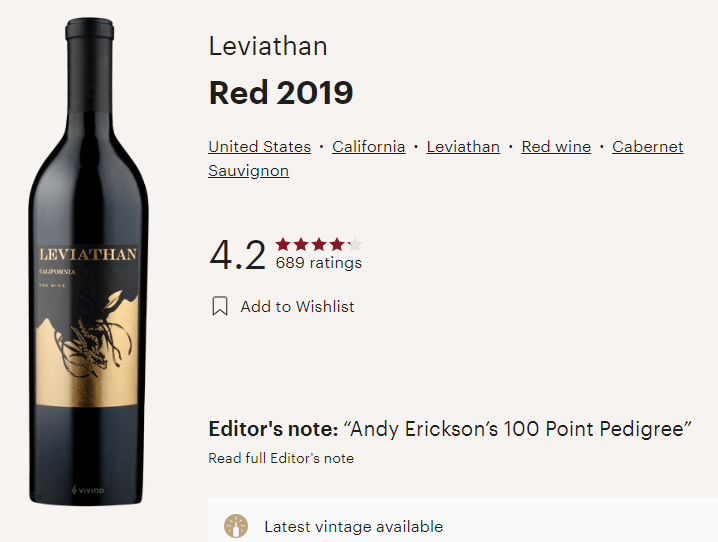 » Leviathan 2019 Red Blend