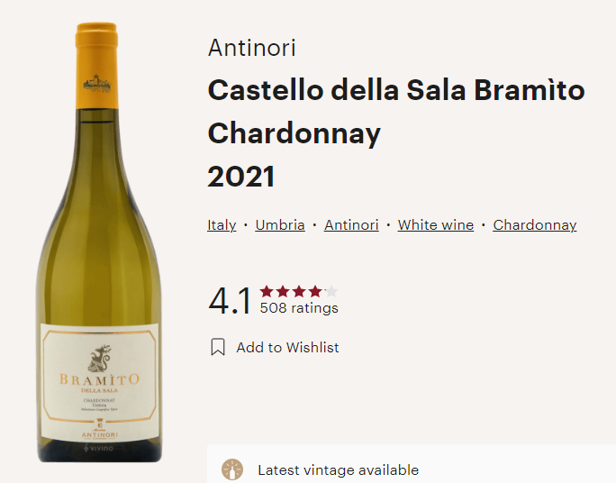 » Antinori Bramito della Sala 2021 Chardonnay Castello della Sala