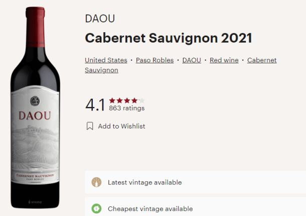 » Daou Vineyards 2021 Cabernet Sauvignon