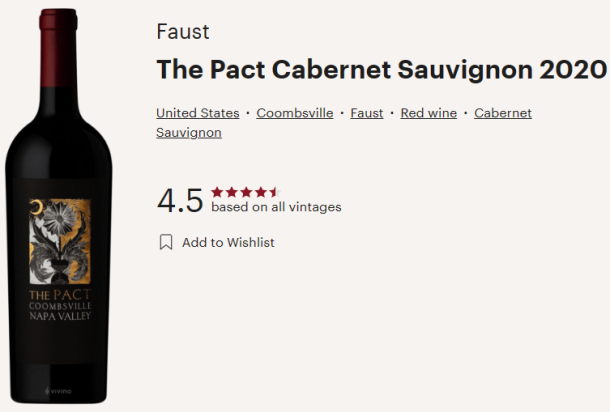 » Faust 2020 The Pact Cabernet Sauvignon