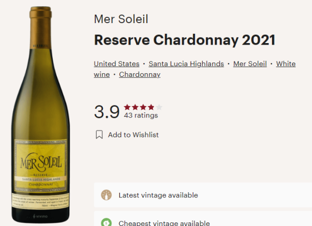 » Mer Soleil 2021 Reserve Chardonnay