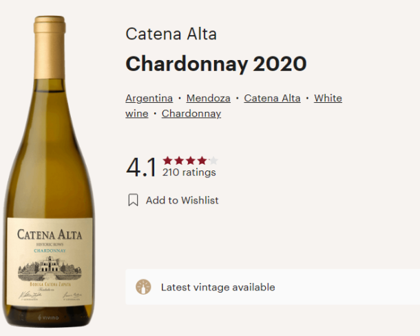 » Catena Alta 2020 Chardonnay
