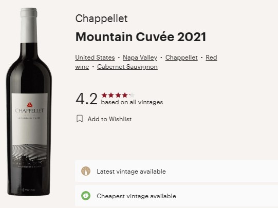 » Chappellet 2021 Mountain Cuvee Red Blend