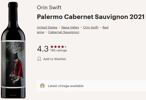 » Orin Swift 2021 Palermo Cabernet Sauvignon