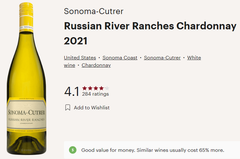 » Sonoma-Cutrer 2021 Russian River Ranches Chardonnay