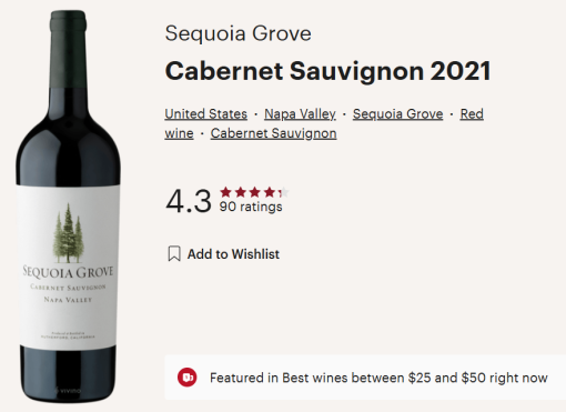 » Sequoia Grove 2021 Cabernet Sauvignon » Sequoia Grove 2021 Cabernet Sauvignon