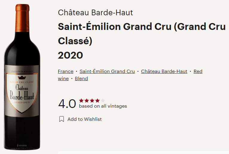 » Chateau Barde-Haut 2020 Saint-Emilion Grand Cru