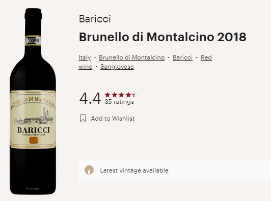 » Baricci 2018 Brunello di Montalcino Montosoli