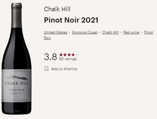 » Chalk Hill Winery 2021 Pinot Noir