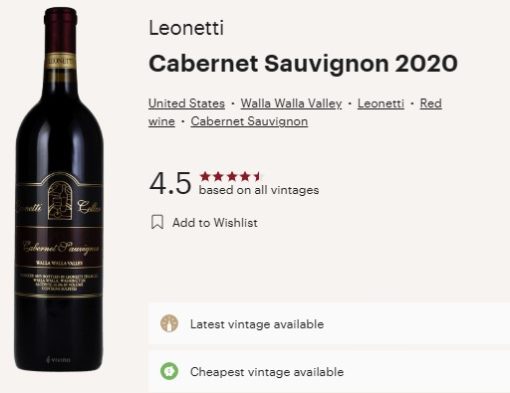 » Leonetti Cellars 2020 Cabernet Sauvignon