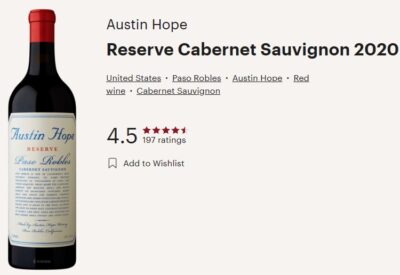 » Austin Hope 2020 Reserve Cabernet Sauvignon