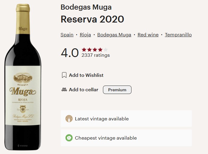 » Bodegas Muga 2020 Rioja Reserva